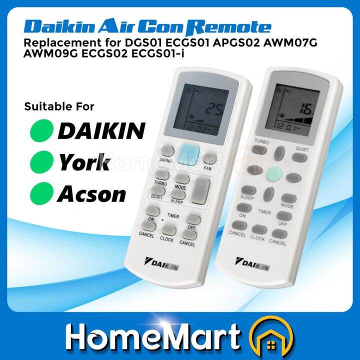 Daikin Replacement Air Cond York Air Conditioner Remote control DGS01 ...