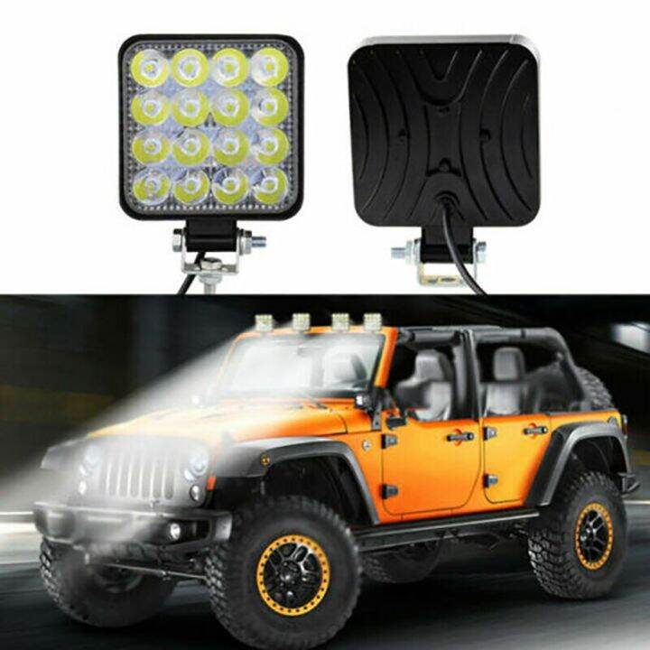 48W 16 Led Lighting Square Flood Beam Bar Car Suv Off-Road Driving Fog ...