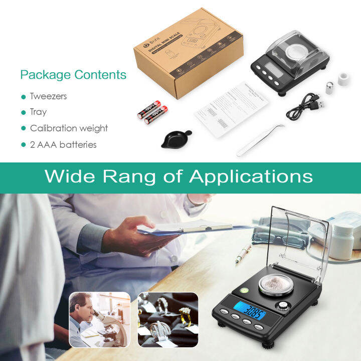 0.001g Precision Digital Jewelry Scale 20g USB Powered Electronic Weighing Scale LCD Mini Lab ...