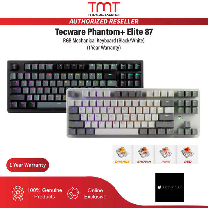 Tecware Phantom+ Elite 87 RGB Mechanical Keyboard (Black/White) (1 Year ...