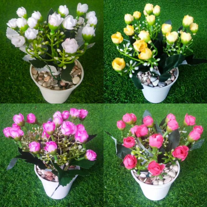 Bunga Mawar Kuncup Kecil Lengkap dengan Pot dan Batu Kerikil | Lazada ...