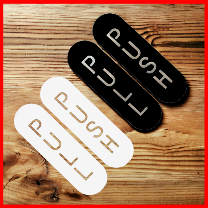 Acrylic Push and Pull Door Signage Board Push Pull (Black, White, Gold ...