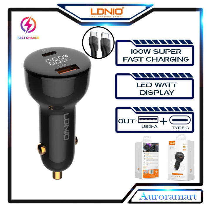 Ldnio In Car Charger 100W Super Fast Charging Kepala Charger Kereta ...