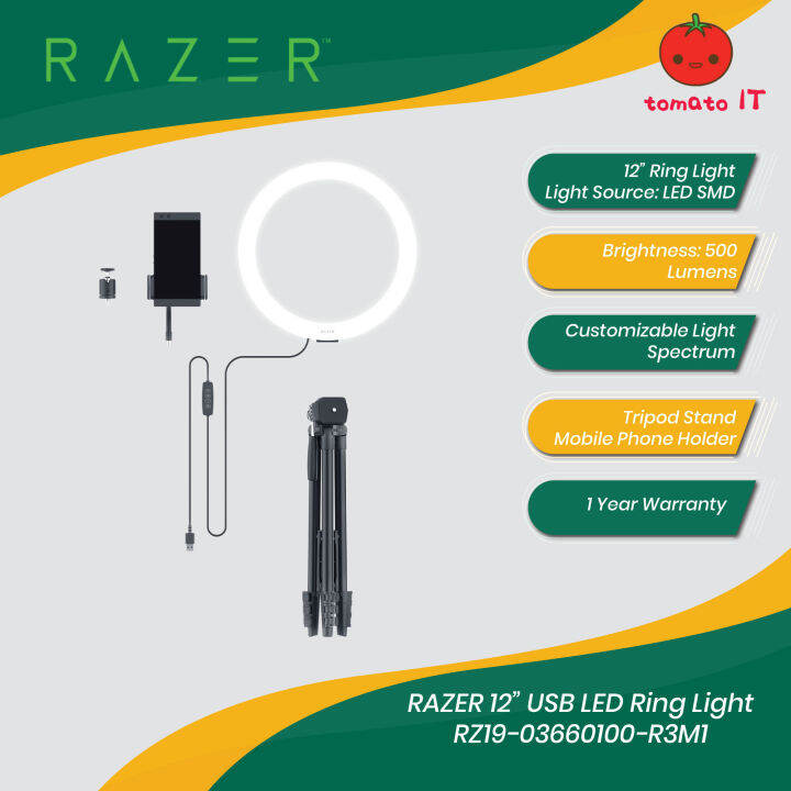 RAZER 12” LED Ring Light with Tripod - RZ19-03660100-R3M1 | Lazada