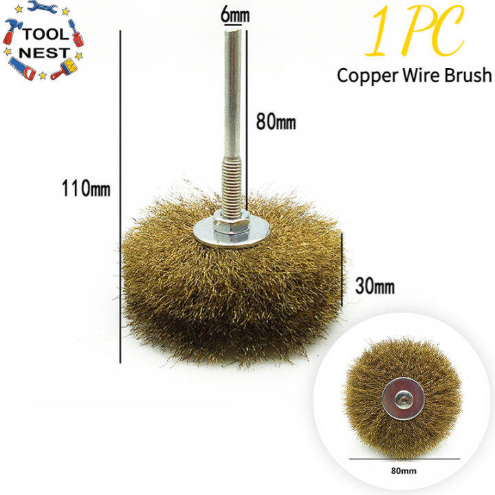 Tool Nest 1 PC 90mm Steel Wire Copper Plated Wire Wheel Brush 6.0mm ...