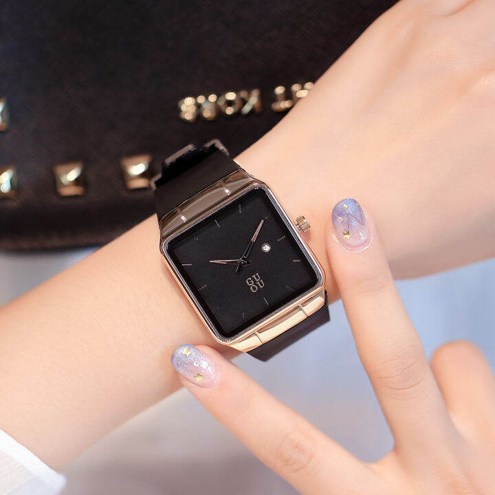 GUOU（100 authentic ）กีฬานาฬิกาแนวโน้มที่เรียบง่ายควอตซ์ตารางปฏิทิน ...