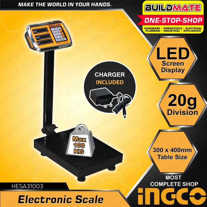 INGCO 100KG Rechargeable Electronic Scale Digital Screen Weighing Scale ...