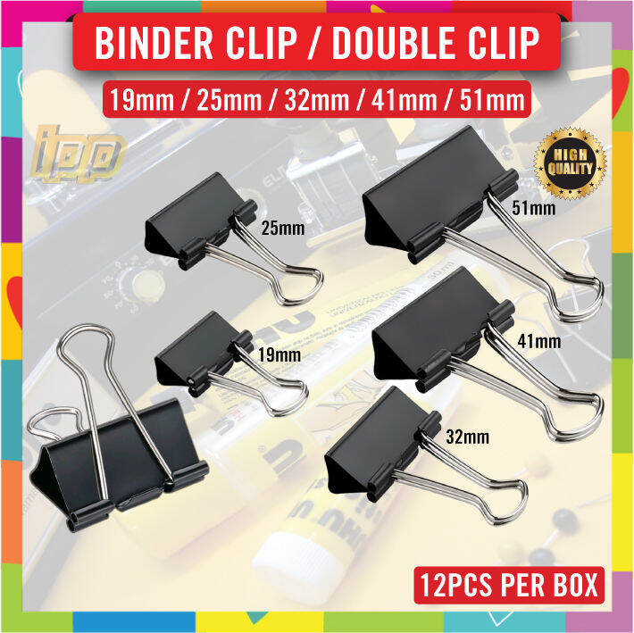 Binder Clip / Double Clip 1Box 12pcs / Clip Hitam (19mm, 25mm, 32mm ...