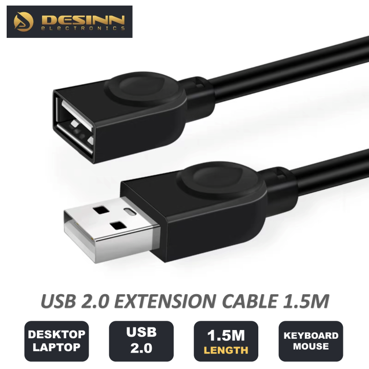 USB Extension Cable 1.5m Type A Male to Female 2.0 Extender Cord for ...