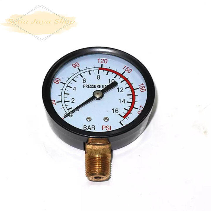 Pressure Gauge 16 Bar Mano Meter Pengukur Tekanan Angin Mesin ...