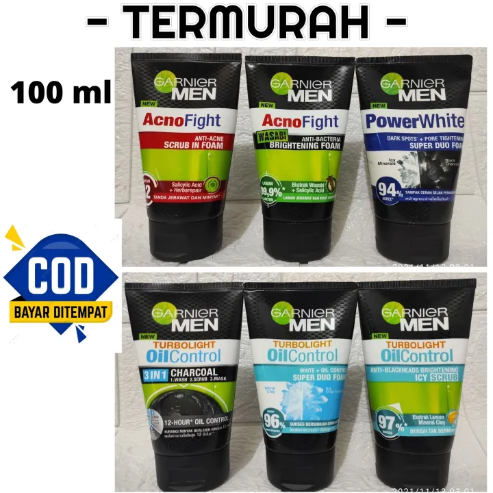 Garnier Men Facial Foam All Variant 100 gr / Acno Fight / Wasabi ...