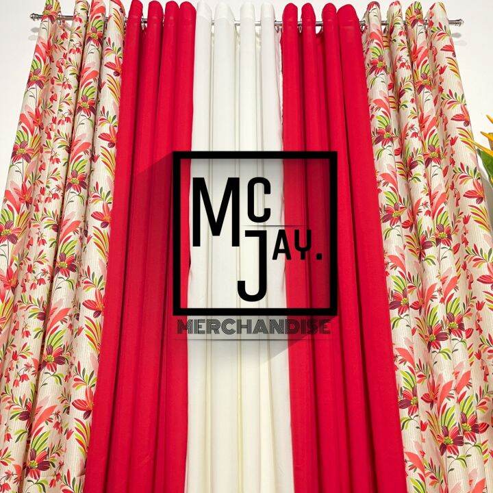 Mc Jay. - Red Floral 5in1 Curtain Set (sold per SET) | Lazada PH