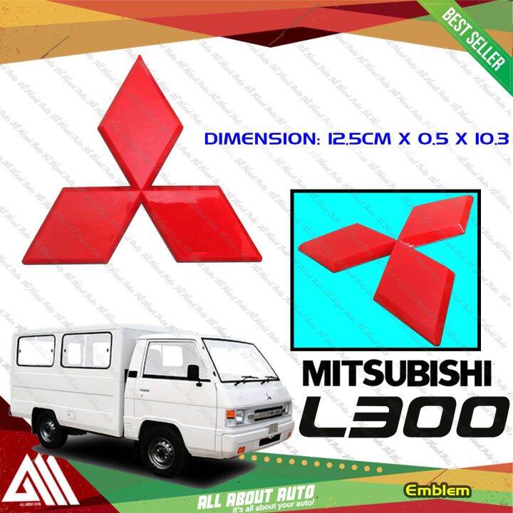 Mitsubishi Red Logo Rear Trunk Emblem For L300 12.5 Centimeters Length ...