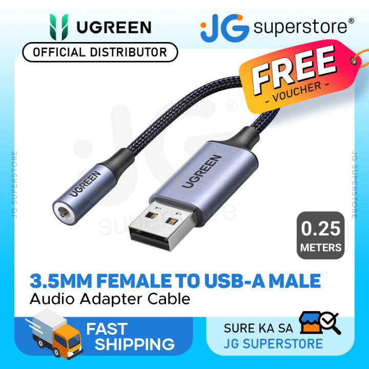 UGREEN 3.5mm Aux Female to USB-A Male Braided Audio Adapter Cable for PC, Laptop, Tablet, Phone ...