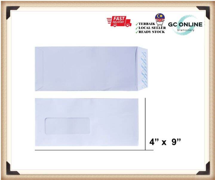 4x9 White Envelopes (Window) Peel & Seal 100Gsm / Sampul Surat Putih ...