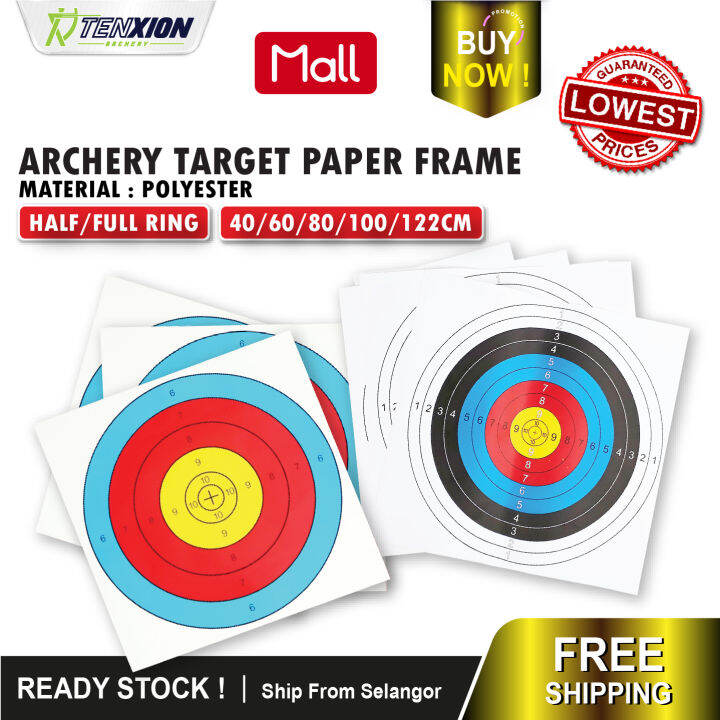 TenXion Archery Free Pin Reinforced Target Face Paper JVD FITA Style ...