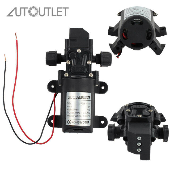 AUTOUTLET DC 12V 70W 6L/min High Pressure Micro Diaphragm Water Pump ...