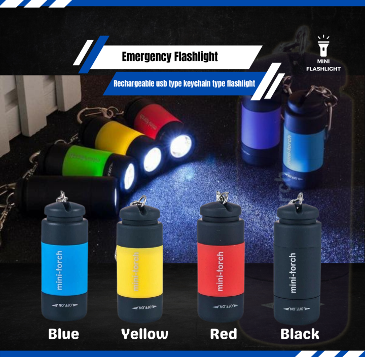 Emergency mini flashlight rechargeable usb type key chain flashlight ...