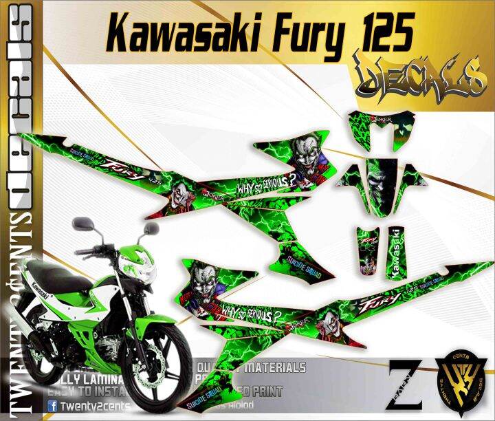 Kawasaki fury 125 Decals High-Quality Stickers green joker | Lazada PH