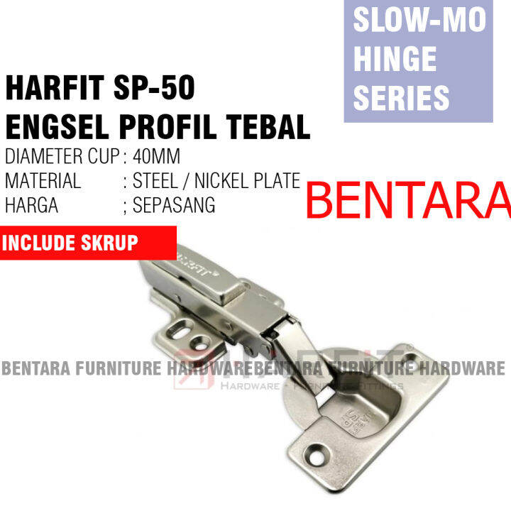 2 x HARFIT SP-50 40MM ENGSEL PROFIL SENDOK SLOW MOTION UNTUK PINTU ...