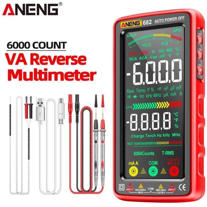 ANENG 682 6000เครื่องนับ VA มัลติมิเตอร์แบบดิจิทัลถอยหลังอัจฉริยะหน้าจอ ...