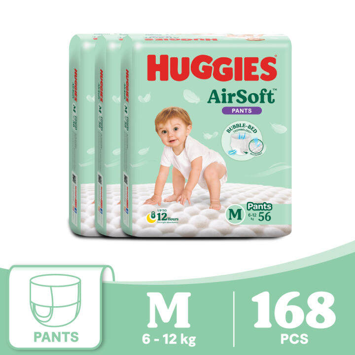 HUGGIES AirSoft Pants Diapers M 46s (4 Packs) | Lazada