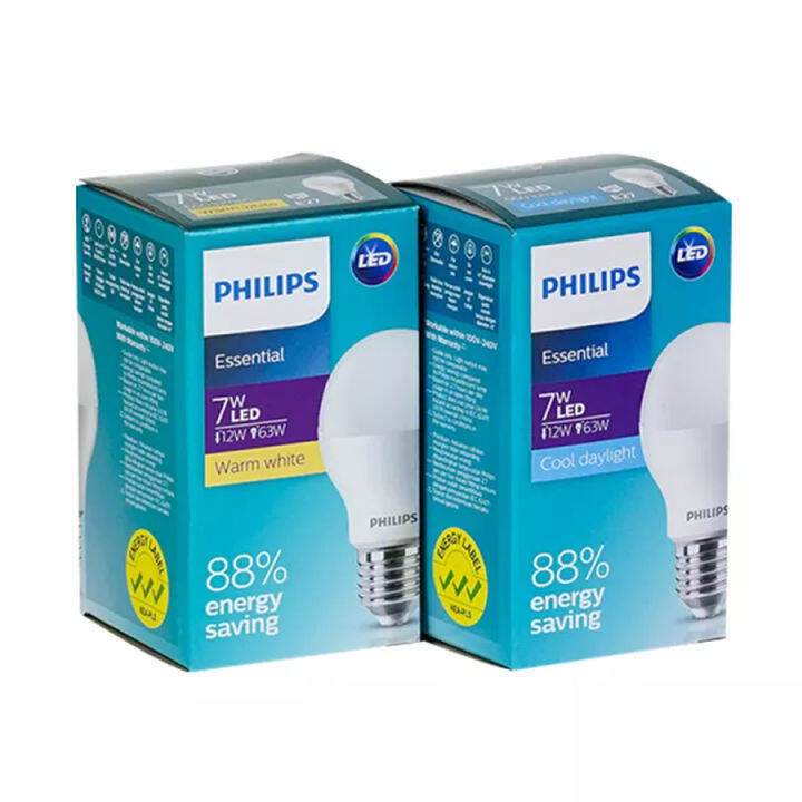 Philips 7w (ราคาต่อ1หลอด) หลอดไฟแอลอีดีฟิลิปส์ LED รุ่น Essential ...