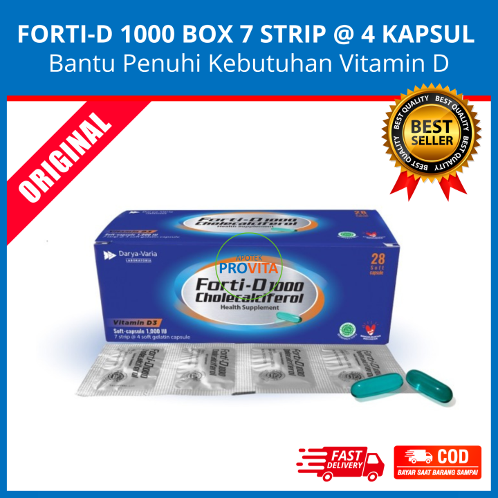 FORTI-D 1000 BOX 7 STRIP / STRIP 4 KAPSUL LUNAK - Suplemen Vitamin D ...