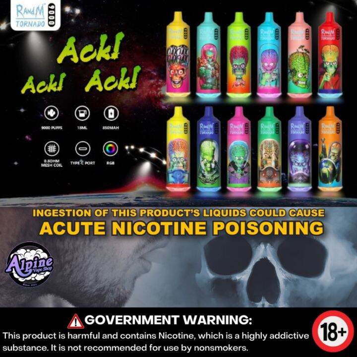 vape FREE LANYARD RandM Toranado 9000 Puffs RGB Light Rechargeable ...