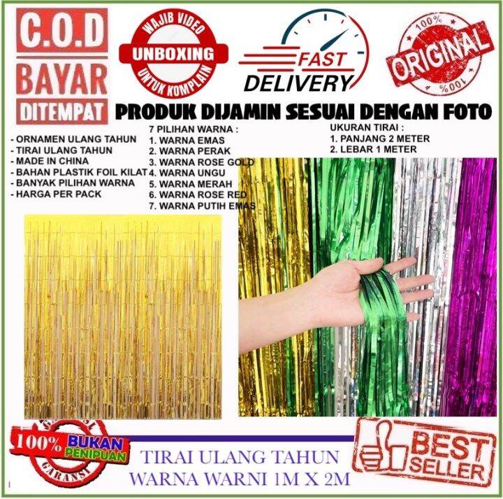 ORNAMEN ULANG TAHUN TIRAI FOIL HAPPY BIRTHDAY UKURAN 1M X 2M ULTAH HBD ...