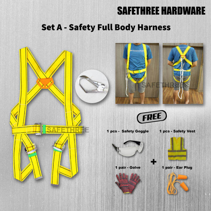 Yellow Safety Worker Full Body Harness with Big Hook & Lanyard / Worker ...