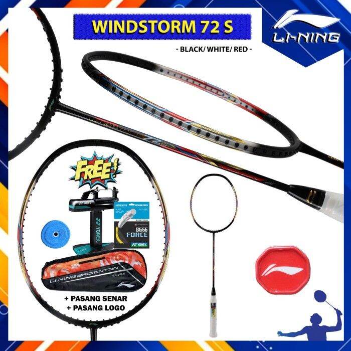 New Raket Badminton LINING WINDSTORM 72 S / 72S / WS72S Black Red ...
