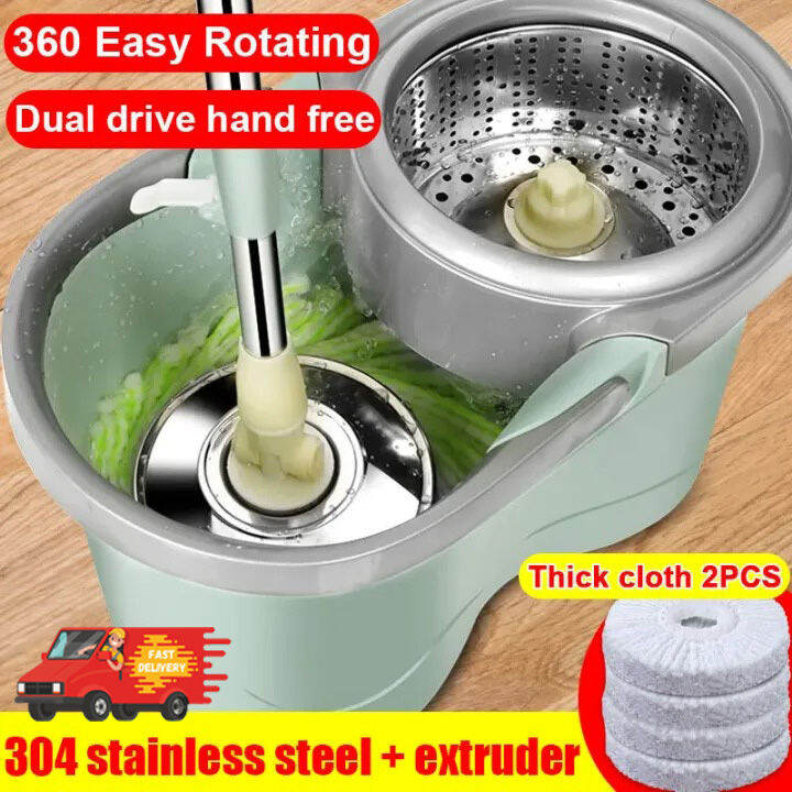 2 of thick cloth mop with squeezer heavy duty Mop for floor 360 ...