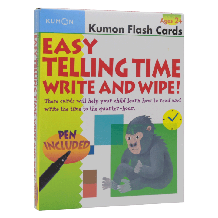 Kumon flash cards easy telling time write and wipe ages 2 + official education enlightenment ...