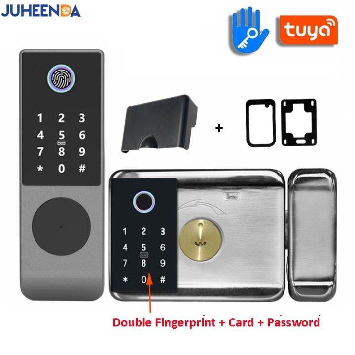 Outdoor Waterproof Tuya Wifi Smart Lock Double Side Fingerprint Digital Code IC Card Ttlock App ...