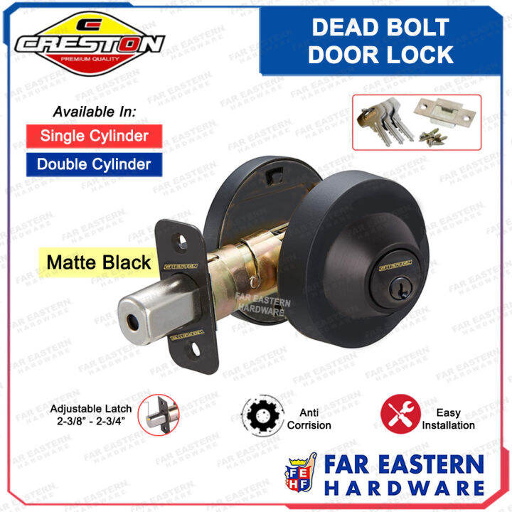 CRESTON Dead Bolt Single | Double Cylinder Deadbolt Door Lock Matte ...