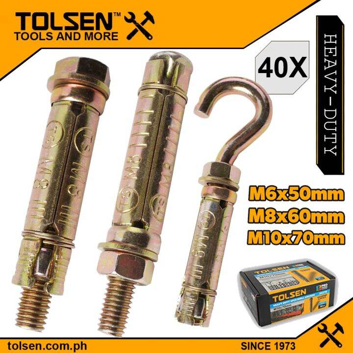 Tolsen 1BOX Heavy Duty Shell Anchor M6 | M8 | M10 (Hex & Hook Type ...