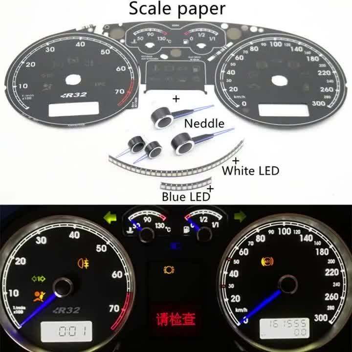 Dashboard Instrument Blue Needle White Background Scale Paper LED Light Rfitting For VW Bora MK4 ...