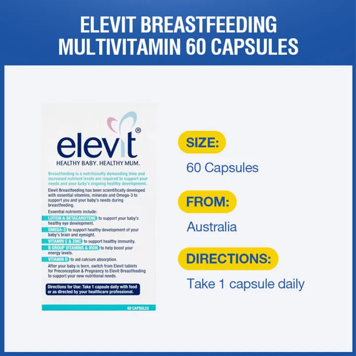 SUNSHINE Elevit Breast Feeding 60 Capsules Supports Baby's Immunity ...