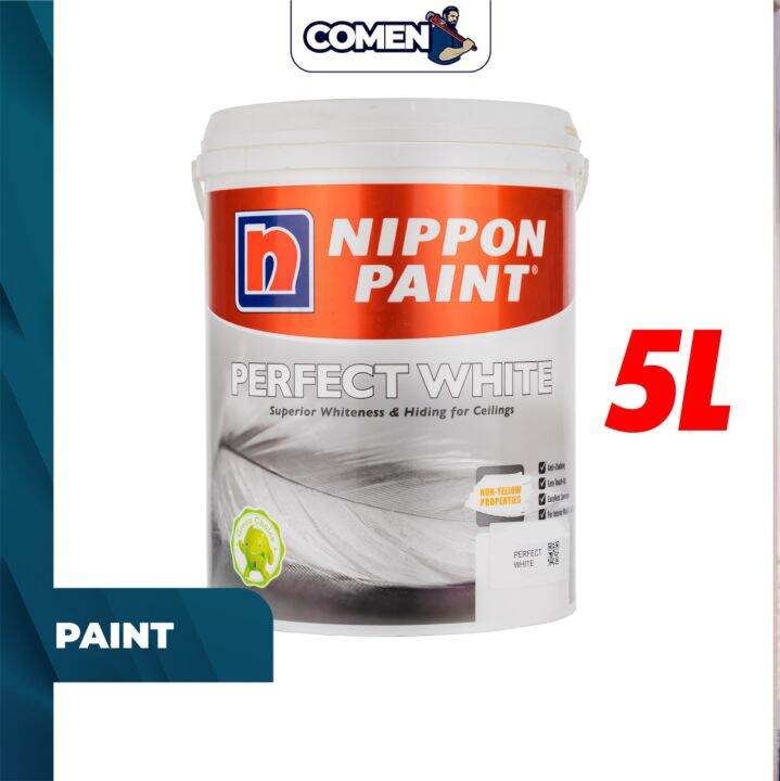NIPPON PAINT Perfect White 5 Liter Interior Wall Ceiling Paint Matt ...