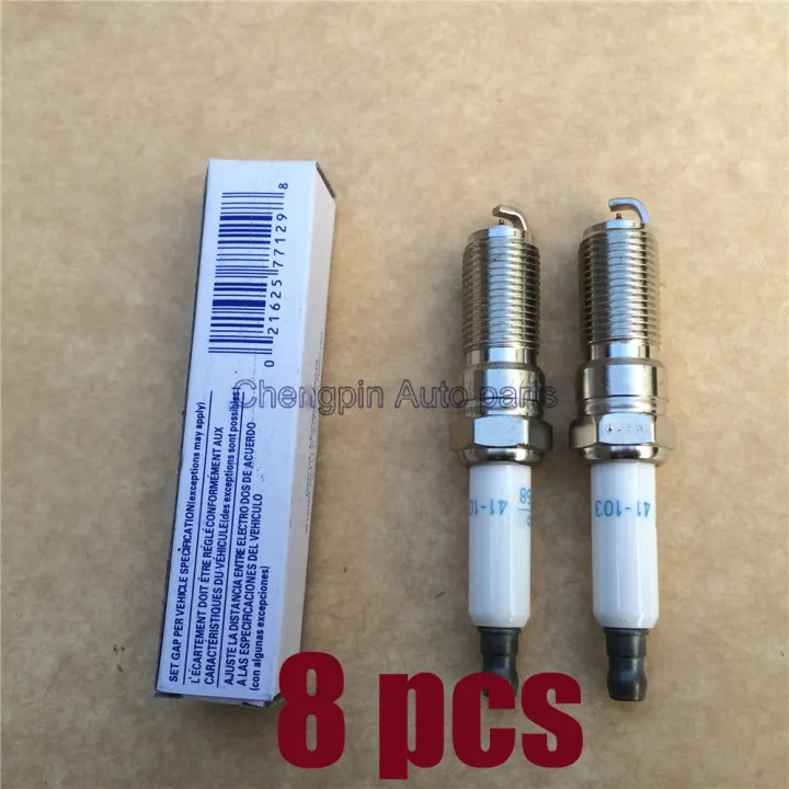 (8ชิ้นล็อต) ต้นฉบับอิริเดียมหัวเทียน OEM # 41-103เทียนรถสำหรับเชฟโรเลตบ ...