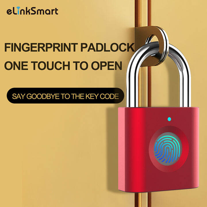 Fingerprint Padlock Sports Lock [2-Pack] eLinkSmart Mini Padlock ...
