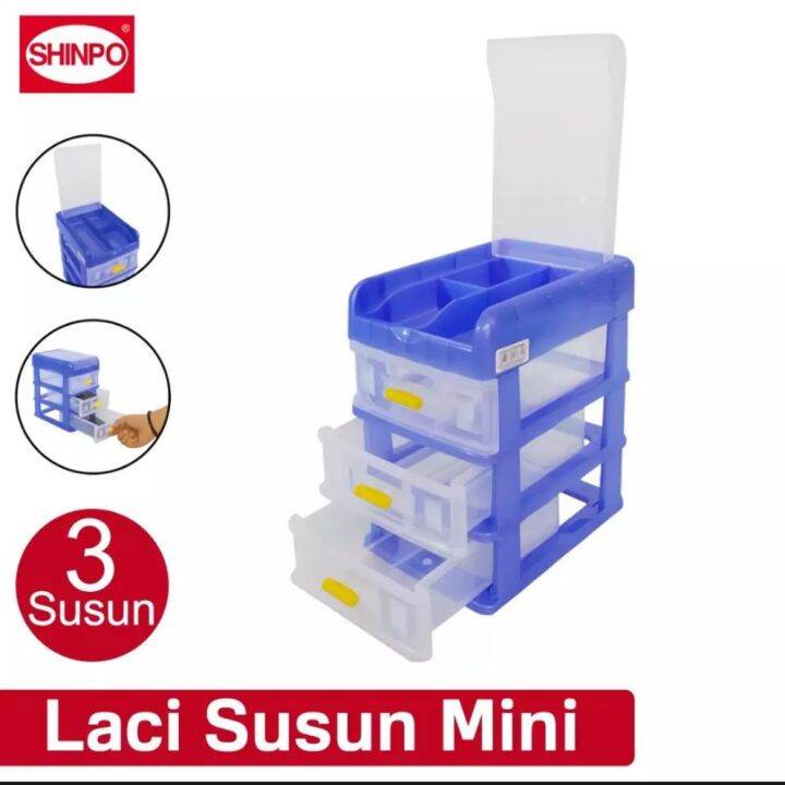 SHINPO laci susun mini plastik 3 slot rak container rak mini 4 susun ...