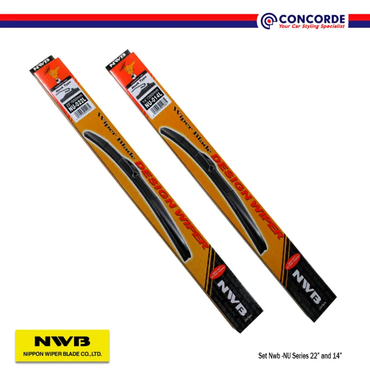Concorde NWB Wiper Blade NU Series 22/14 with Graphite Coated Set for Mitsubishi Mirage G-4 ...