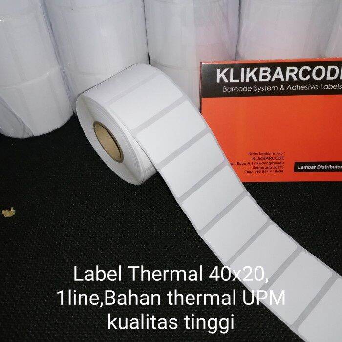 Label Barcode 40 x 20 mm 1 Line 800pcs/Roll kertas sticker Thermal xp ...