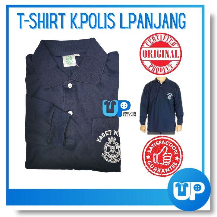 Baju Tshirt Kadet Polis Lengan Panjang Berkolar Biru Tua Kokurikulum ...