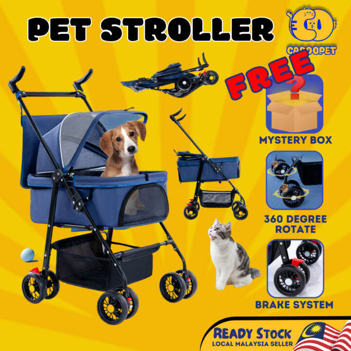 Pet Stroller Foldable 4 Wheel Bello Pet Trolley for Dog and Cat 2 Layer ...