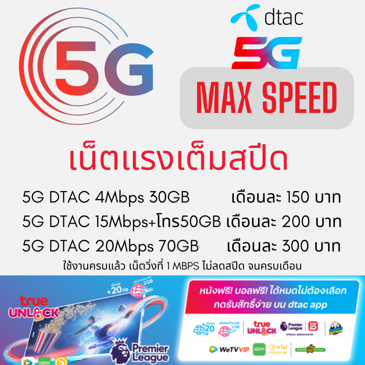 (ซิมสมัครโปร)ซิมเทพดีแทค 20mbps 15mbps 4mbps (รองรับ5G)DTAC Maxspeed ซิมเทพดีแทค เน็ตเต็มสปีด ...