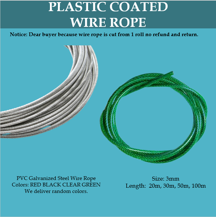 Mago Lifting Machinery III 3mm PVC 20m -100m Plastic Coated Galvanized ...