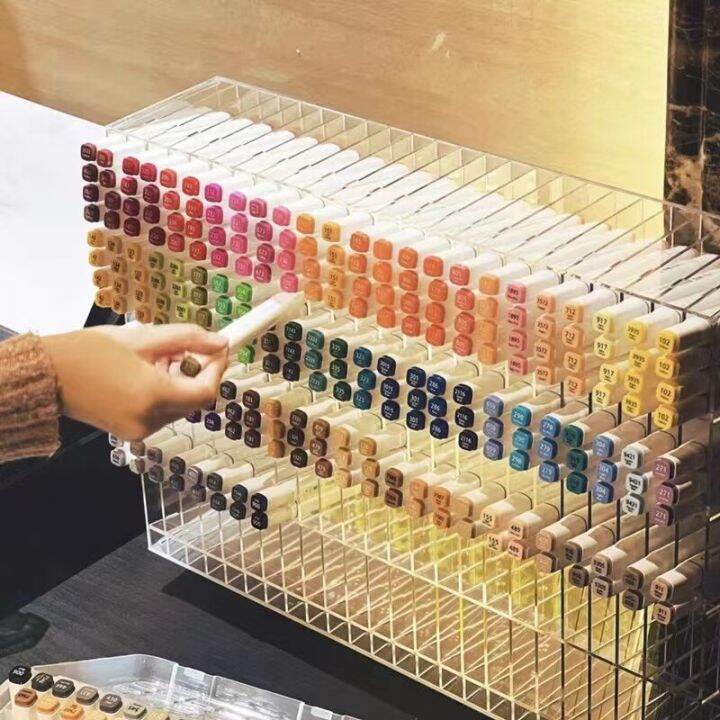 Acrylic Transparent Marker Holder Stationery Storage Box Pen Pencil ...
